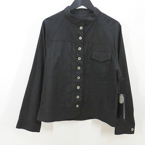 【中古】LA DUREE ラデューレ 長袖 ジャケット 9 黒系 ブラック スタンドカラー 胸ポケット レディース 【ベクトル 古着】 260417表記サイズ9実寸サイズ身幅：49cm　着丈：55cm　ゆき丈：73cm　　素材綿97％ ポリ...