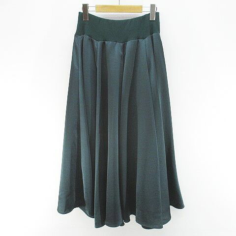 【中古】未使用品 ラデューレ LA DUREE ロング丈 フレアスカート スカート F 緑系 グリーン 裏地 無地 タグ付 レディース 【ベクトル 古着】 260428表記サイズF実寸サイズウエスト：62cm　ヒップ：104cm　スカート丈...