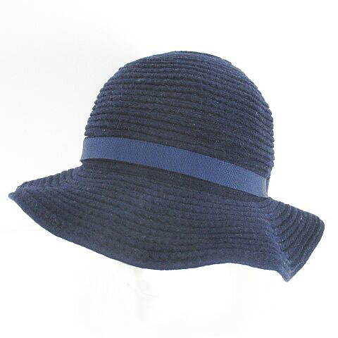 【中古】ハッツ&ドリームス HATS & DREAMS ニットハット 帽子 紺系 ネイビー イタリア製 リボン 毛 ウール レディース 【ベクトル 古着】 260710ブランドハッツ&ドリームス HATS & DREAMS実寸サイズつば：6...