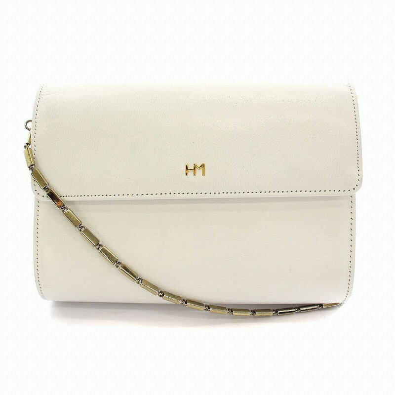 【中古】ハナエモリ HANAE MORI ショルダーバッグ ポシェット チェーン レザー 白 ホワイト /YM ■GY11 レディース 【ベクトル 古着】 230627ブランドハナエモリ HANAE MORI表記サイズ-実寸サイズ持ち手の長...