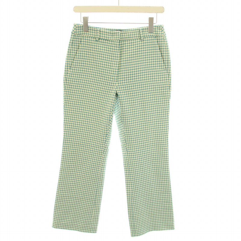 【中古】マックスマーラ ウィークエンドライン MAX MARA WEEKEND LINE フレアパンツ ギンガムチェック 38 S 緑 グリーン 白 ホワイト /DK ■GY30 ■PN レディース 【ベクトル 古着】 250324ブランド...