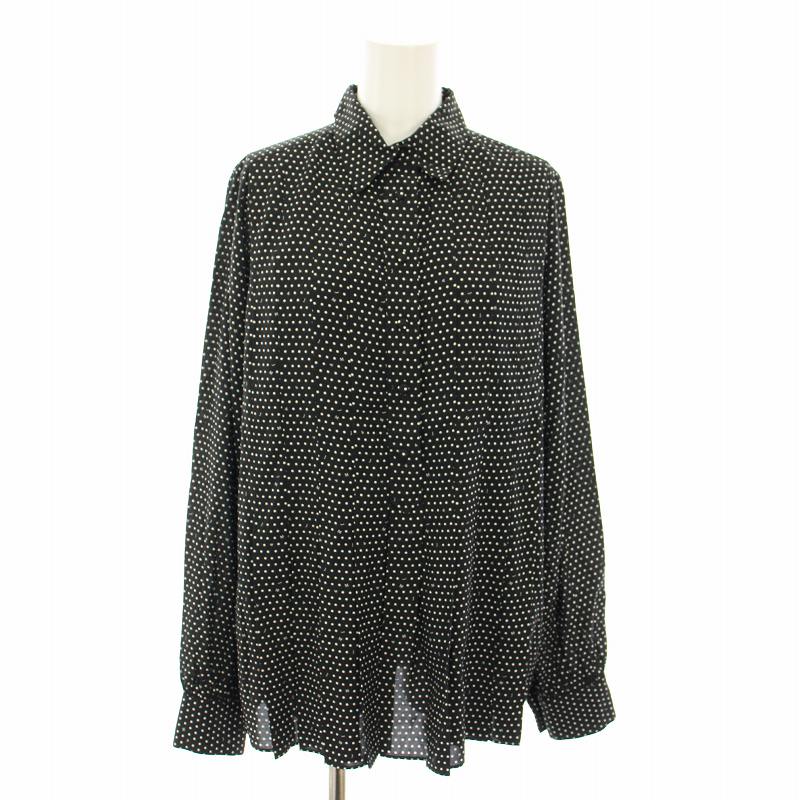 【中古】ジェイ&エムデヴィッドソン J&M Davidson シャツ ブラウス 長袖 ハーフボタン ドット柄 プリーツ 6 黒 ブラック 白 ホワイト R022-019-VIBL/P /YT レディース 【ベクトル 古着】 250617ブラ...