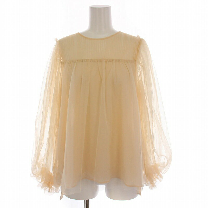【中古】ダイアグラム グレースコンチネンタル Diagram GRACE CONTINENTAL 23AW プリーツチュールトップ ブラウス シャツ シースルー 長袖 36 ベージュ 0323342218 /YM レディース 【ベクトル 古...