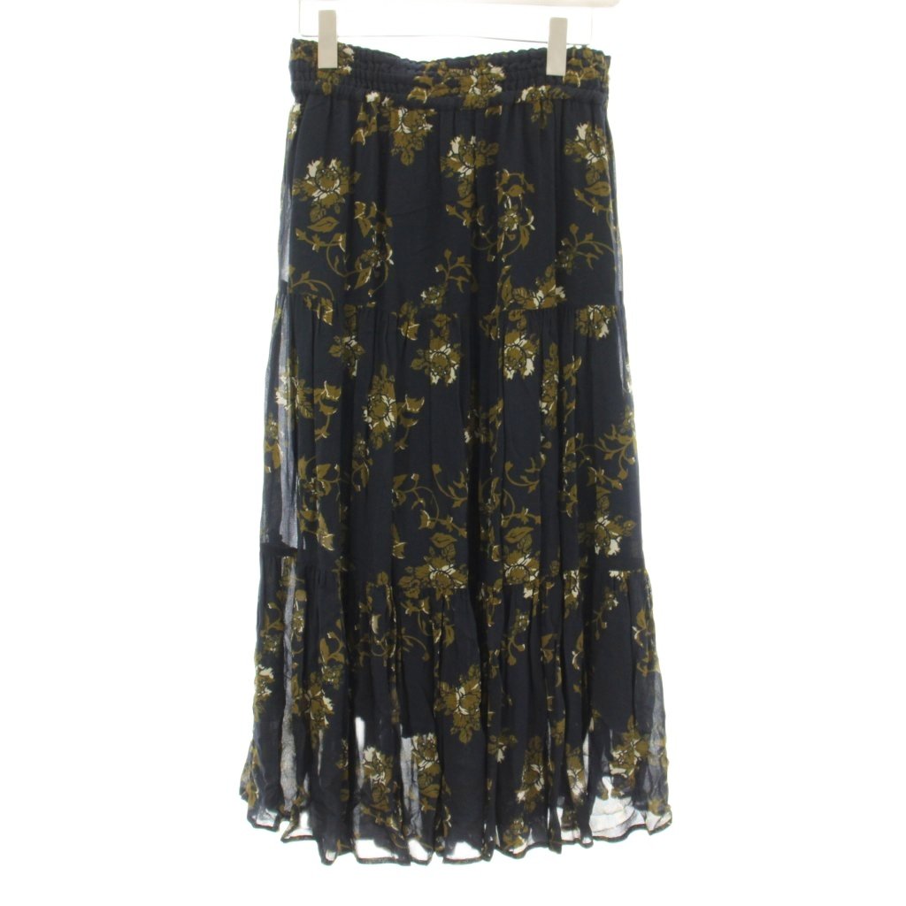 【中古】スローブ イエナ SLOBE IENA 21AW レーヨンジョーゼットフラワースカート フレア ロング マキシ 花柄 ネイビー 21060912429030 /KU レディース 【ベクトル 古着】 250905ブランドスローブ イエ...