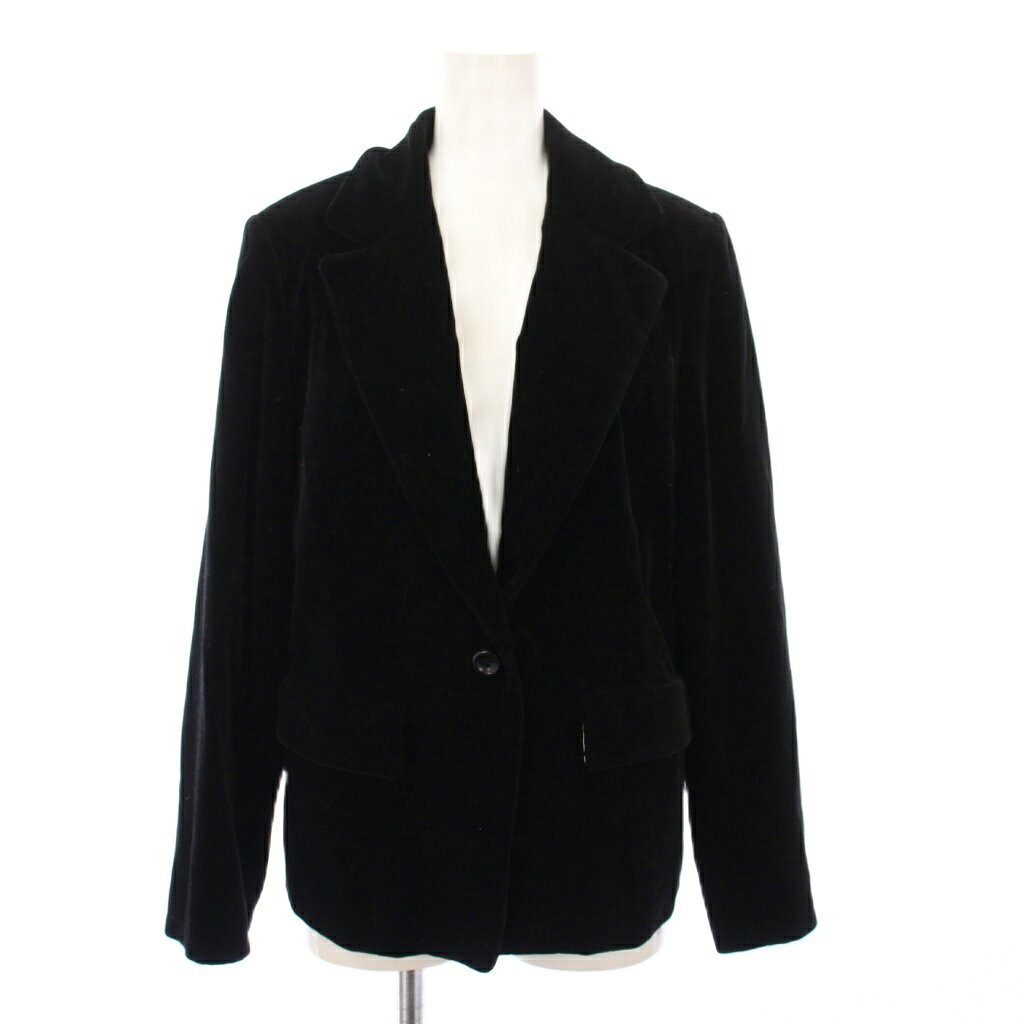 【中古】レオナール LEONARD FASHION テーラードジャケット ベロア 1B 13AR ブラック 0321252 /KH レディース 【ベクトル 古着】 250829ブランドレオナール LEONARD表記サイズ13AR実寸サイズ肩...