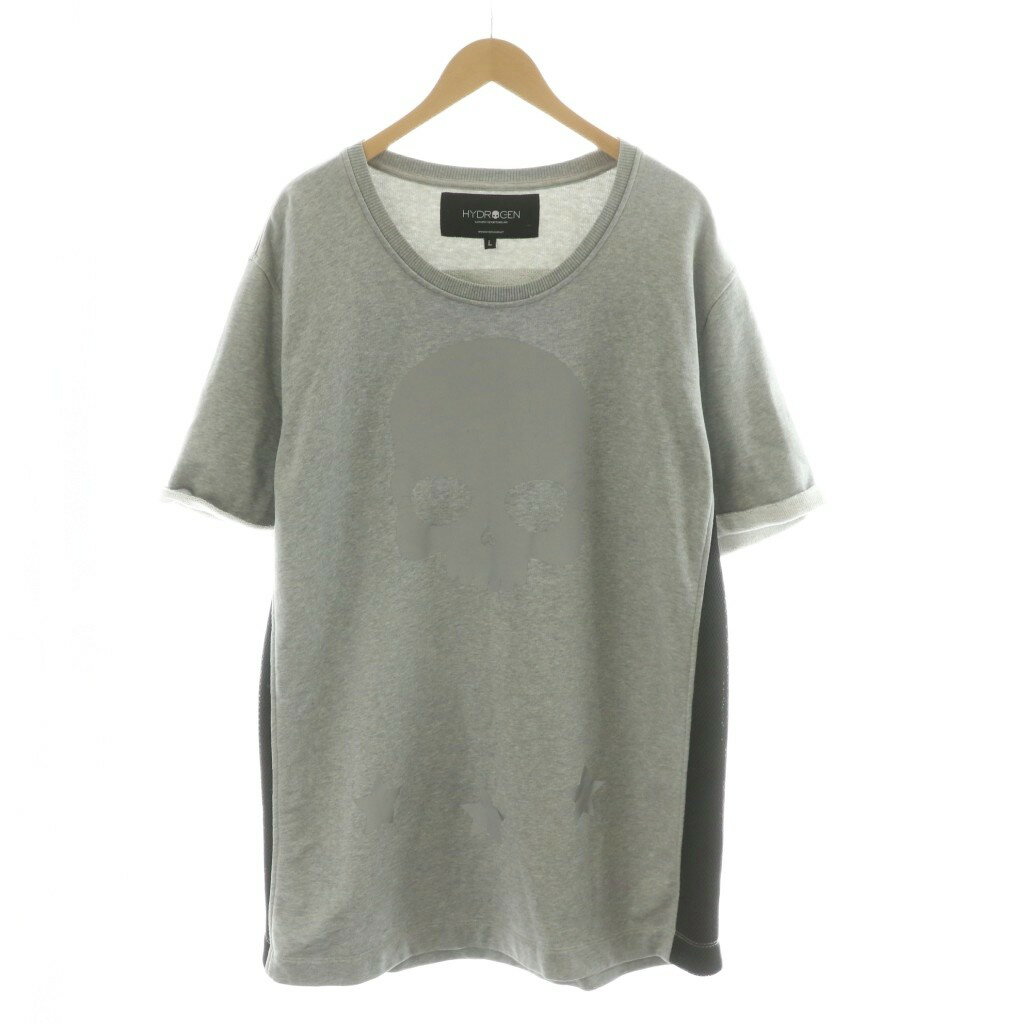 【中古】ハイドロゲン HYDROGEN Tシャツ チュニック 半袖 スウェット プルオーバー スカル プリント L グレー /NQ レディース 【ベクトル 古着】 250908ブランドハイドロゲン HYDROGEN表記サイズL実寸サイズ肩幅...