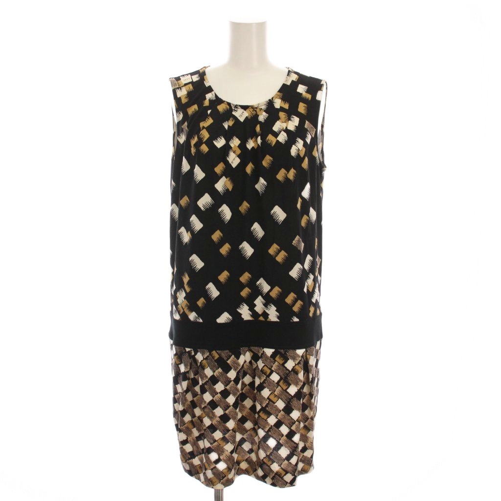 【中古】ダイアンフォンファステンバーグ DIANE von FURSTENBERG ノースリーブ ワンピース ミニ 総柄 シルク 6 黒 ベージュ /YM レディース 【ベクトル 古着】 250925ブランドダイアンフォンファステンバーグ ...