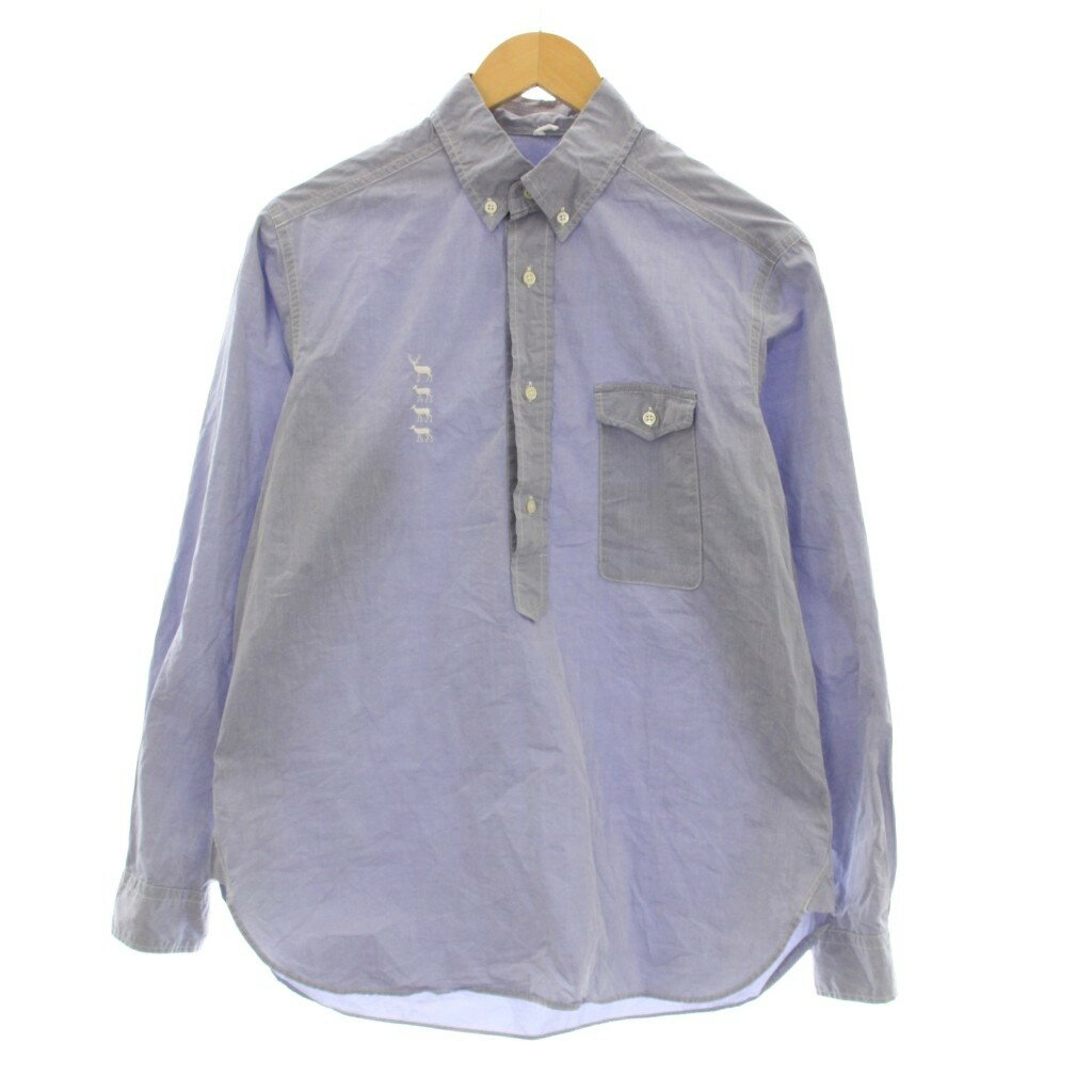 【中古】マウンテンリサーチ Mountain Research B.D. Pullover ボタンダウンプルオーバーシャツ カジュアルシャツ 長袖 ロゴ刺繍 S 青 ブルー MTR-2325 /KU メンズ 【ベクトル 古着】 250918...