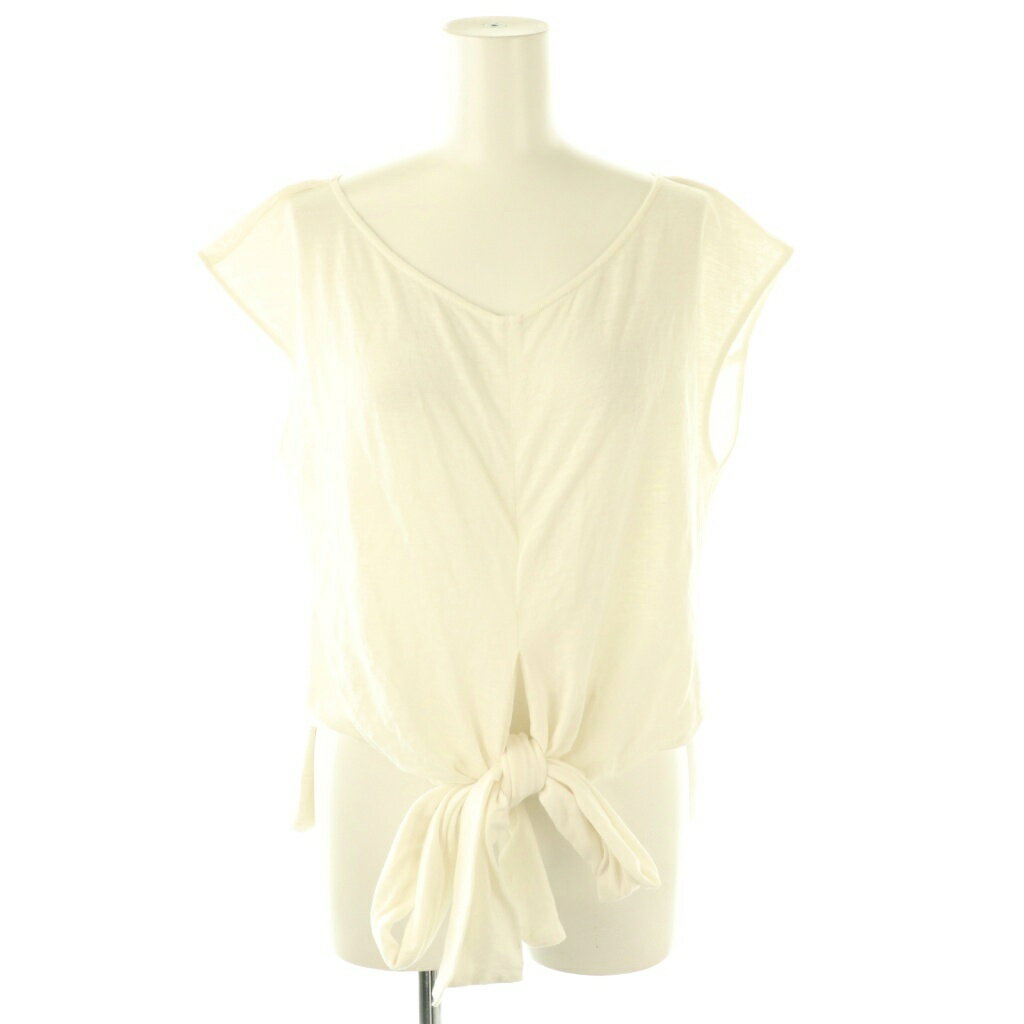 【中古】リュンヌ L'UNE カットソー ノースリーブ リネン 36 オフホワイト /DO レディース 【ベクトル 古着】 251006表記サイズ36実寸サイズ身幅：約46cm　総丈：約49.5cm　　素材表地 麻、ポリエステル 別地 ポリ...