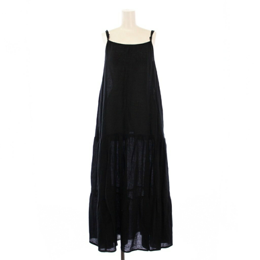 【中古】チャーリージョー CHARLIE JOE キャミワンピース フレア マキシ ロング ワンカラー F 黒 ブラック /BB レディース 【ベクトル 古着】 251122表記サイズF実寸サイズ身幅：41cm　総丈：121cm　　素材ラミ...