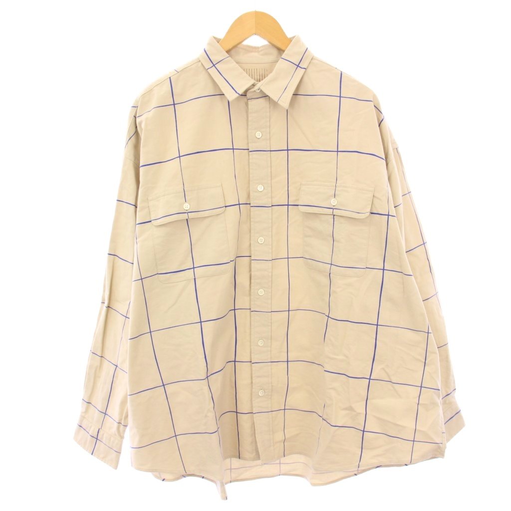 【中古】エスエフシー S.F.C カジュアルシャツ 長袖 レギュラーカラー バイカラー チェック柄 XXXXL ベージュ 青 ブルー /BB メンズ 【ベクトル 古着】 260106表記サイズXXXXL実寸サイズ肩幅：63cm　身幅：79c...