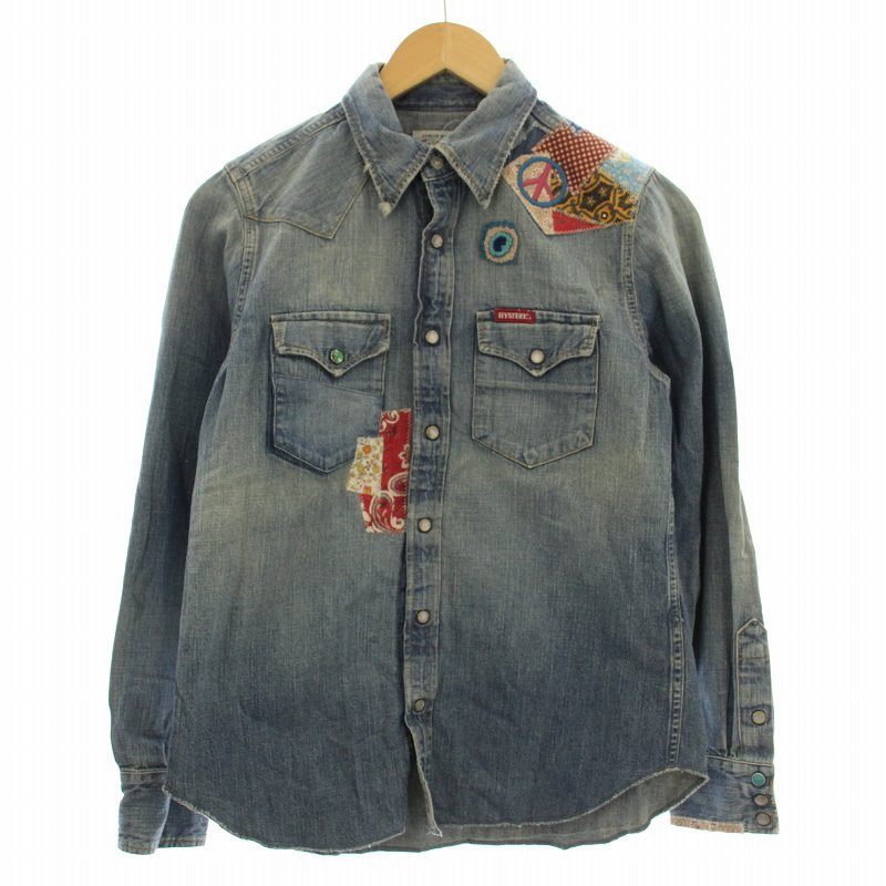 【中古】ヒステリックグラマー HYSTERIC GLAMOUR デニム ウエスタンシャツ ダメージ加工 長袖 パッチワーク M 青 ブルー 01171AH10 /☆G レディース 【ベクトル 古着】 260122ブランドヒステリックグラマー...