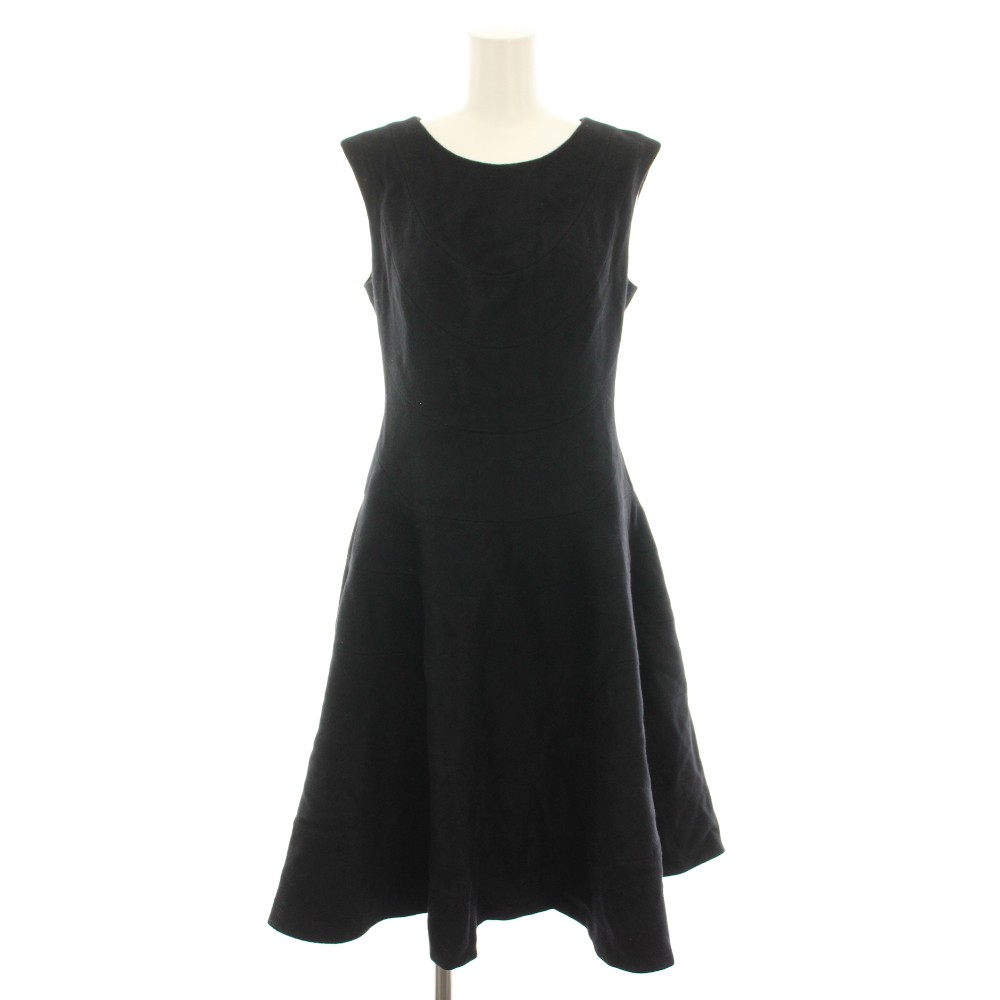 【中古】アベニールエトワール Aveniretoile ワンピース ひざ丈 ノースリーブ フレア ラインストーン ロゴチャーム 38 黒 ブラック R931-006 /YT レディース 【ベクトル 古着】 260122ブランドアベニールエト...