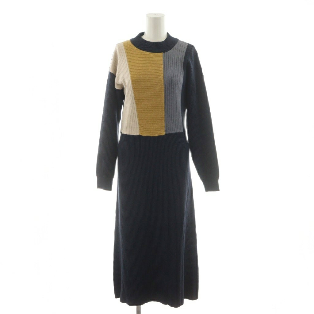 【中古】ラビデュレオリー la vie de Leory ニットワンピース ロング F 紺 ネイビー 長袖 /RR レディース 【ベクトル 古着】 260211表記サイズF実寸サイズ肩幅：49cm　身幅：39cm　着丈：114cm　袖丈：4...