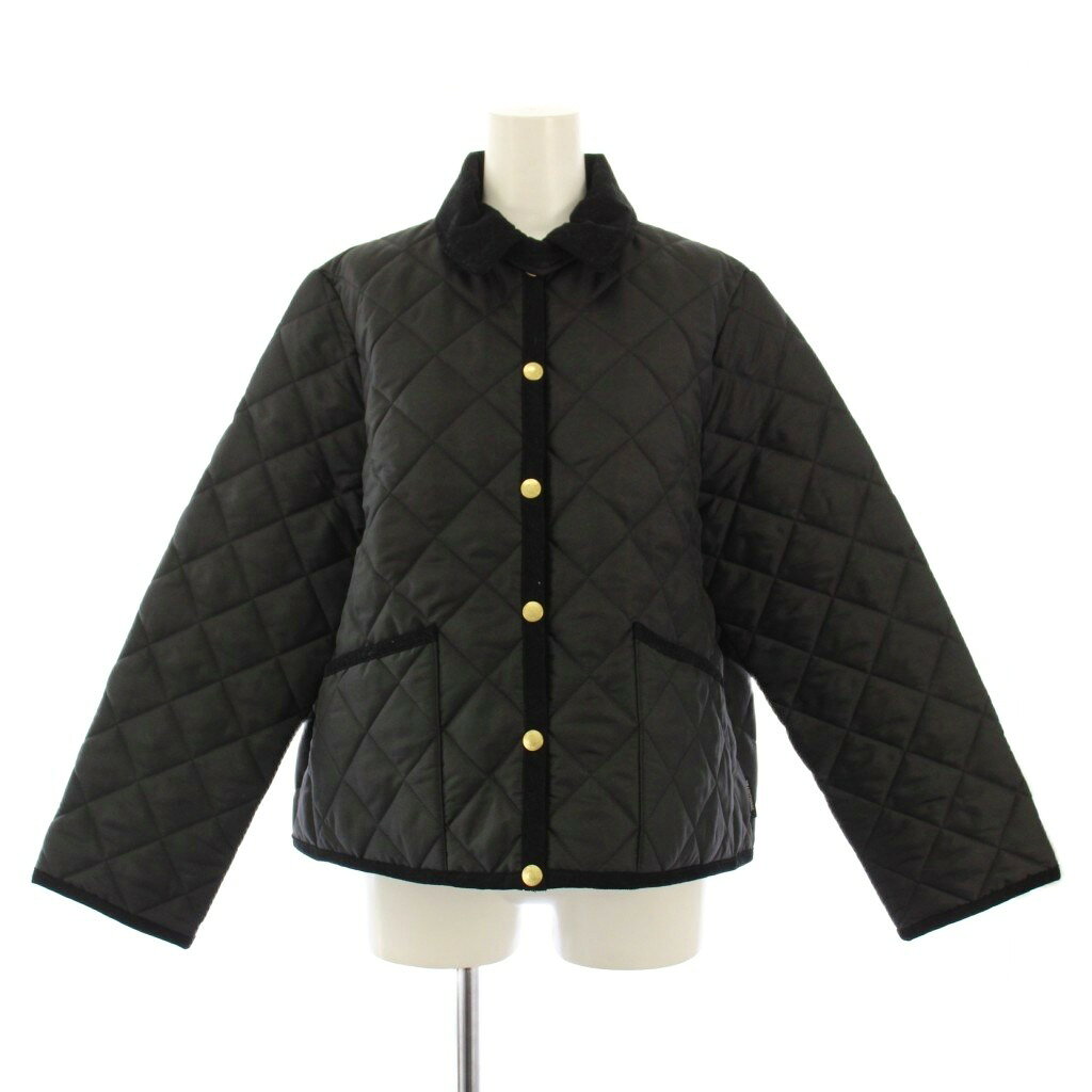 【中古】トラディショナルウェザーウェア Traditional Weatherwear 25年モデル WAVERLY A-LINE ウェーバリーAライン キルティングジャケット 中綿 アウター ショート丈 ワンカラー 36 黒 ブラック L...