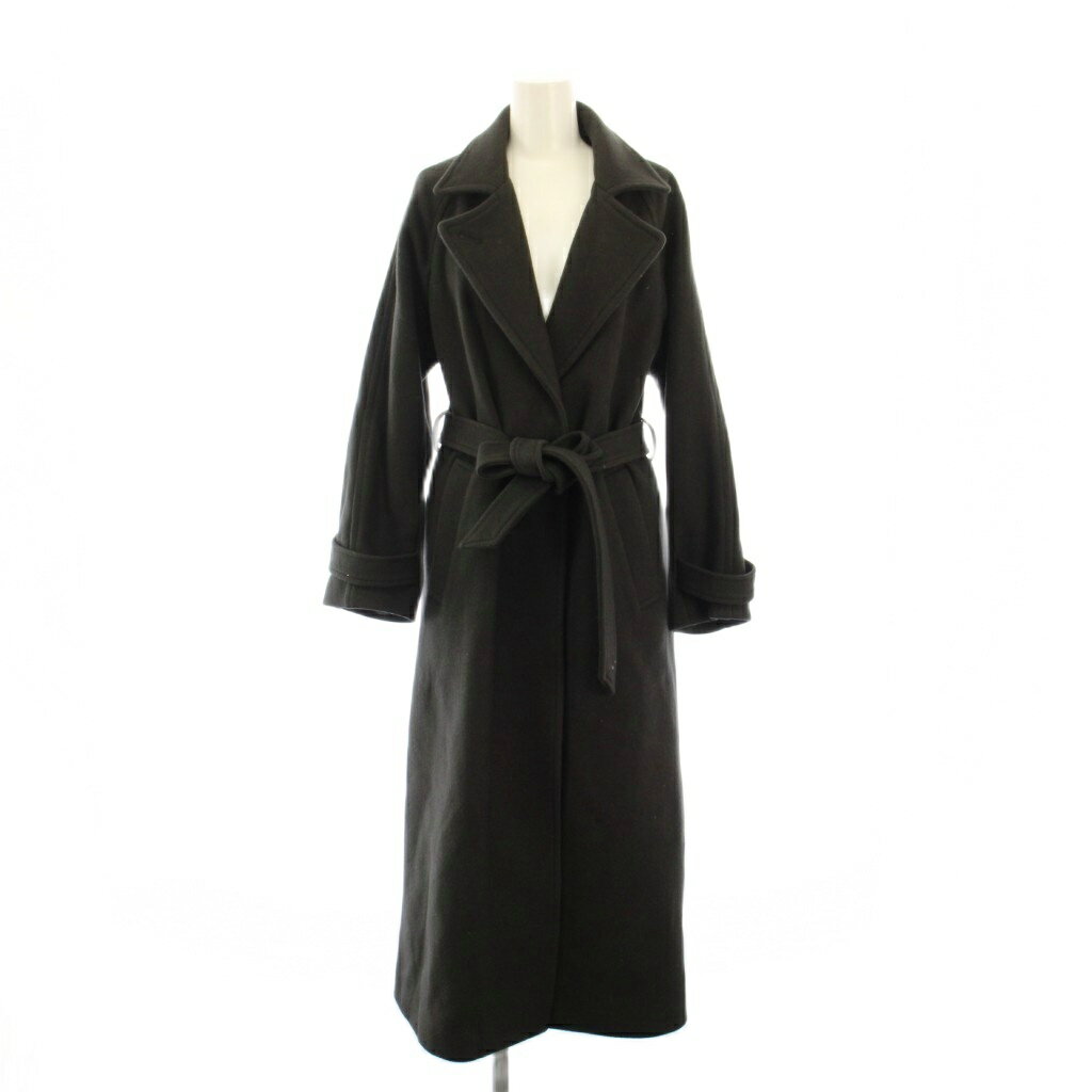 【中古】パブリックトウキョウ PUBLIC TOKYO CASHMERE SILK COAT カシミヤシルクコート チェスターコート アウター ロング丈 ベルト ワンカラー ウール 2 黒 ブラック 161651006 /BB レディース ...