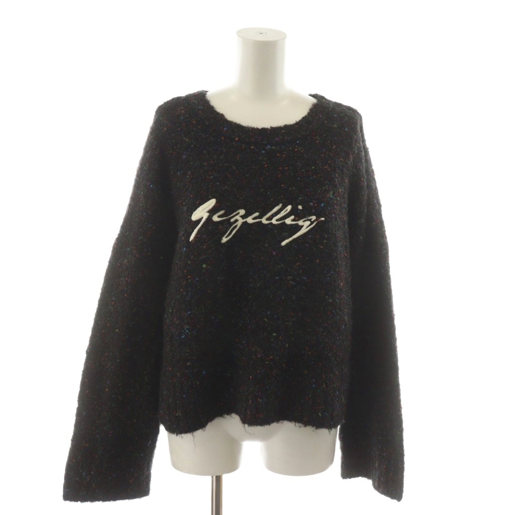 【中古】シニカル CYNICAL ニット セーター ウール混 02 黒 ブラック 長袖 ロゴ刺繍 /RR レディース 【ベクトル 古着】 260211ブランドシニカル CYNICAL表記サイズ02実寸サイズ肩幅：65cm　身幅：61cm　着...
