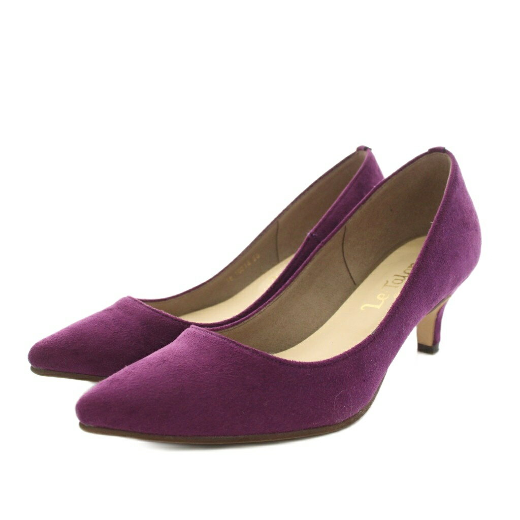 【中古】ルタロン Le Talon ポインテッドスエードパンプス POINTED SUEDE PUMPS ポインテッドトゥ ローヒール 箱付き 23 紫 パープル 18101820100140 /YT レディース 【ベクトル 古着】 260...