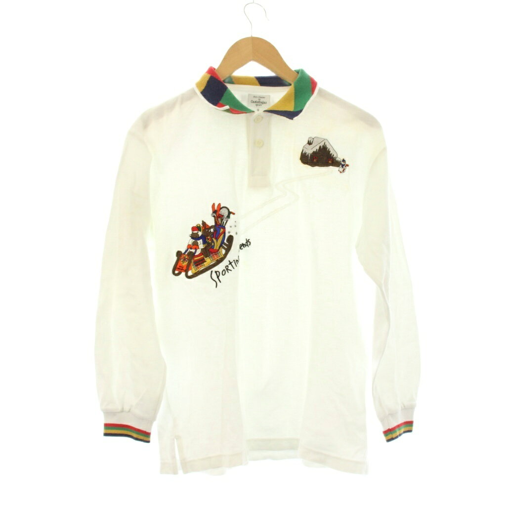 【中古】カステルバジャック CASTELBAJAC ポロシャツ 2 白 長袖 カラフル襟袖 フロント刺繍 /JP メンズ 【ベクトル 古着】 260219ブランドカステルバジャック CASTELBAJAC表記サイズ2実寸サイズ肩幅：48cm...