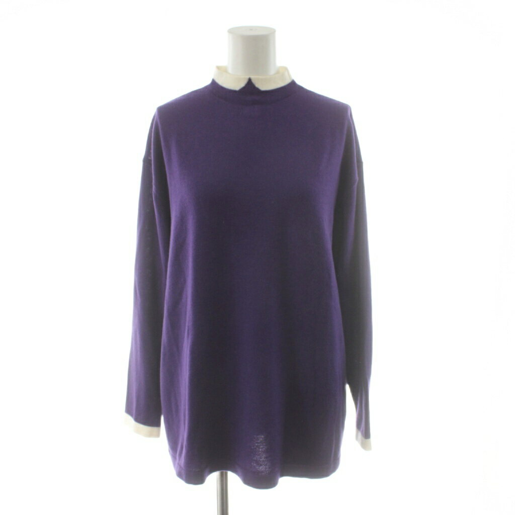【中古】マッキントッシュフィロソフィー MACKINTOSH PHILOSOPHY Cleric Collar Knit ワイドフィット ニット セーター 長袖 ウール 38 紫 パープル H5N51-206-36 /AN60 レディース ...