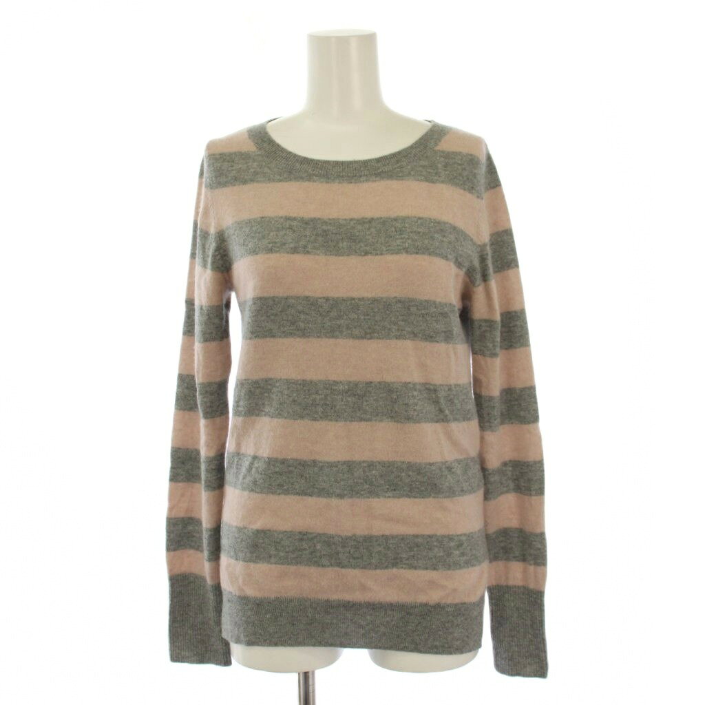 【中古】セオリー Theory NEW BASIC CASHMERE KAYLENNA JST ニット セーター 長袖 クルーネック ボーダー柄 カシミヤ S ピンク グレー /BM レディース 【ベクトル 古着】 260225ブランドセオ...