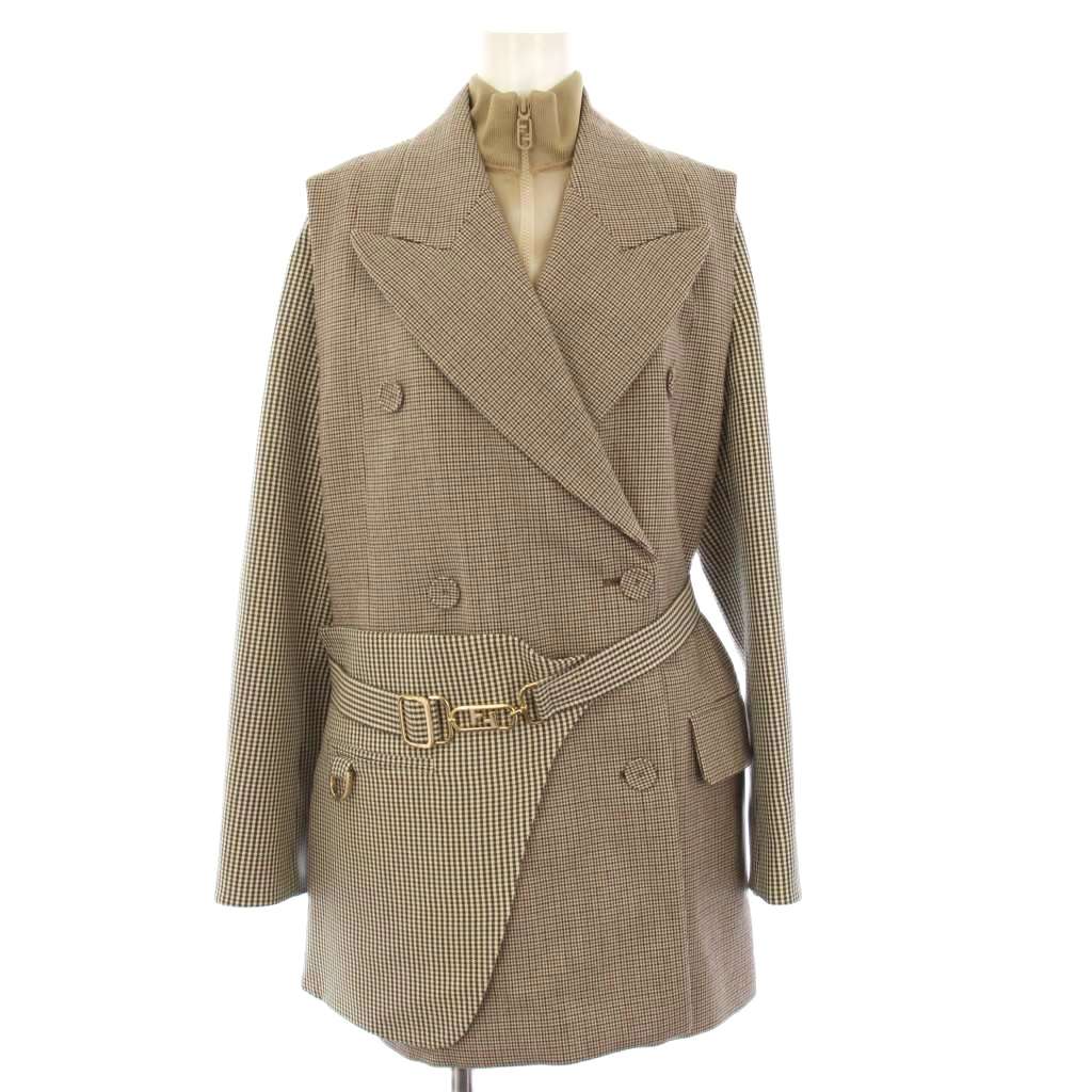 【中古】フェンディ FENDI マルチレイヤージャケット アンサンブル チェック 42 ベージュ FJ7280 AKSM /KH レディース 【ベクトル 古着】 260224ブランドフェンディ FENDI表記サイズ42実寸サイズ肩幅：36c...