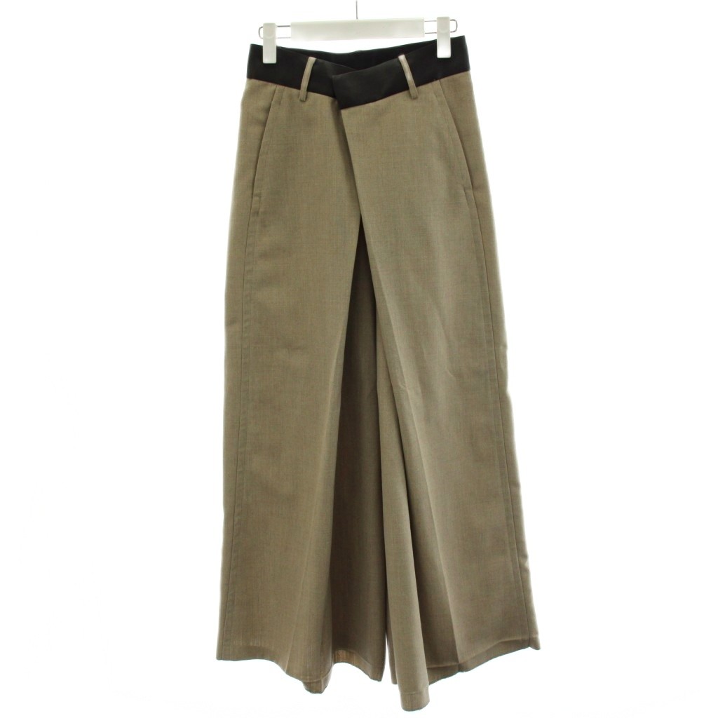 【中古】ステュディオス STUDIOUS 24SS Leather Belted Flare Trousers ワイドパンツ 1 ベージュ 124240066 /AN65 レディース 【ベクトル 古着】 260312ブランドステュディオス ...