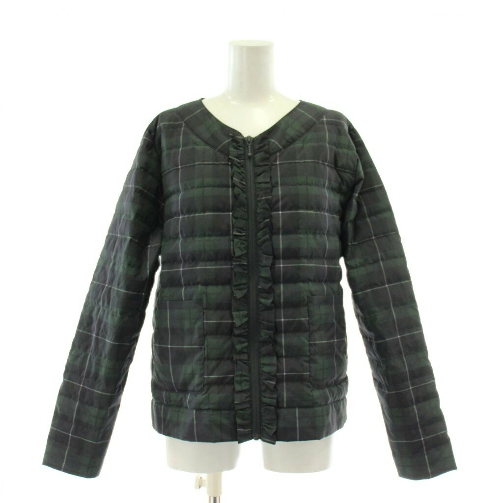 【中古】タルボット TALBOTS ダウンジャケット L 緑 グリーン チェック柄 フリル 長袖 /AU レディース 【ベクトル 古着】 260312ブランドタルボット TALBOTS表記サイズL実寸サイズ肩幅：39cm　身幅：50cm　袖...