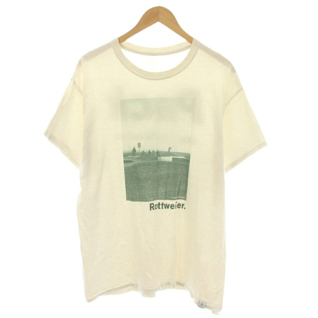 【中古】ロットワイラー ROTTWEILER Tシャツ L 白 アイボリー 半袖 フォトプリント ラウンドネック /JP メンズ 【ベクトル 古着】 260324ブランドロットワイラー ROTTWEILER表記サイズL実寸サイズ肩幅：52c...