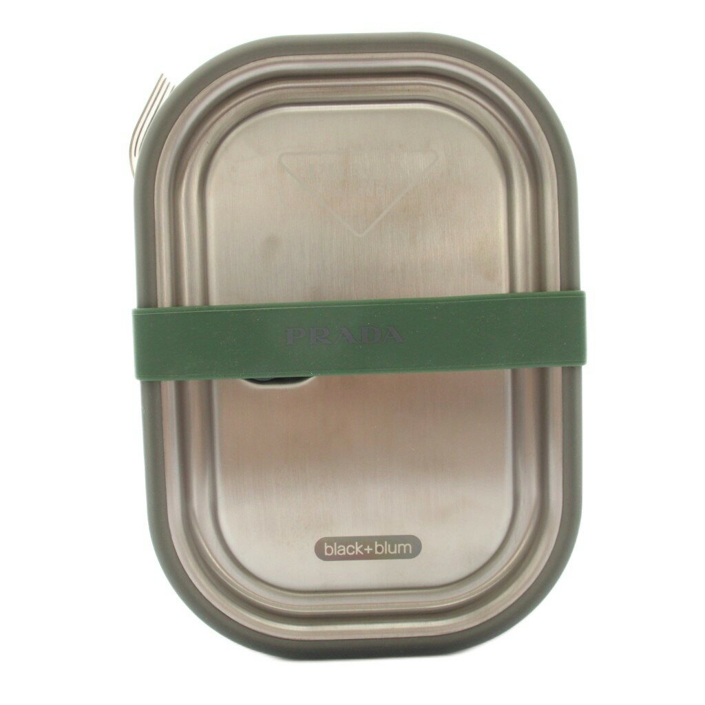 【中古】プラダ PRADA ブラックブルム black+blum ステンレススチールランチボックスラージ STAINLESS STEEL LUNCH BOX-LARGE 弁当箱 フォーク付き 箱付き シルバーカラー 2UP001 /YT ■...