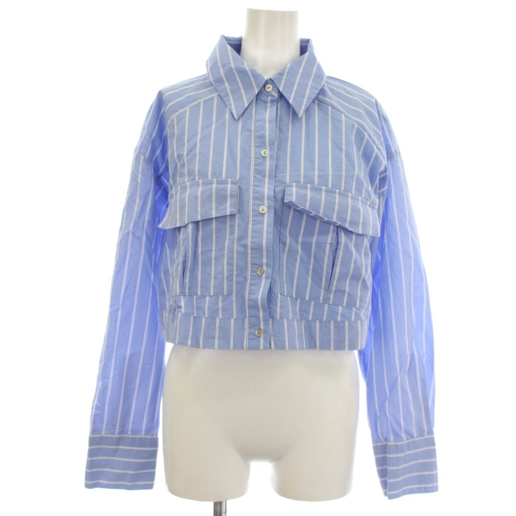 【中古】ザラ ZARA シャツ ブラウス S 水色 ストライプ柄 長袖 ショート丈 /JP レディース 【ベクトル 古着】 260324ブランドザラ ZARA表記サイズS実寸サイズ肩幅：52cm　身幅：51cm　袖丈：52cm　着丈：42....