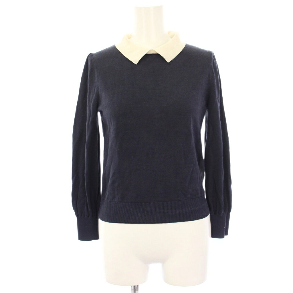 【中古】アナイ ANAYI ポロニット カットソー 長袖 絹 シルク混 36 紺 ネイビー 102218-16-220-65-360 /HN レディース 【ベクトル 古着】 260325ブランドアナイ ANAYI表記サイズ36実寸サイズ肩幅...