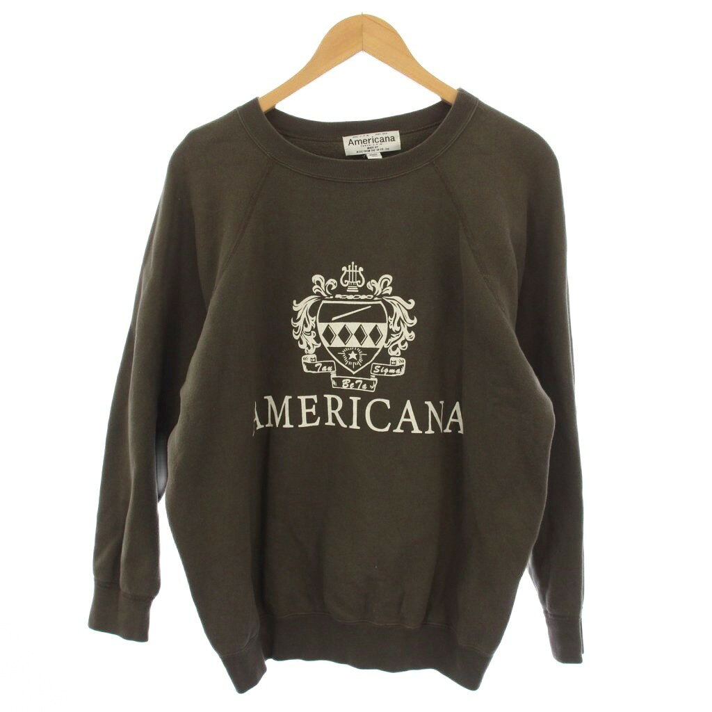 【中古】アメリカーナ AMERICANA スウェット トレーナー プルオーバー 長袖 クルーネック プリント 裏起毛 カーキ /BM レディース 【ベクトル 古着】 260325ブランドアメリカーナ AMERICANA表記サイズ記載なし実寸...