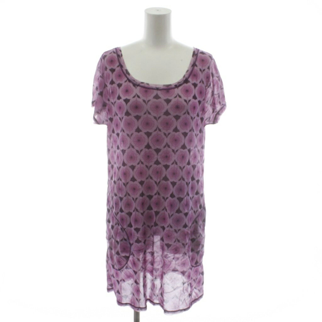 【中古】ヴィヴィアンタム VIVIENNE TAM チュニック ワンピース ミニ 半袖 1 紫系 パープル 総柄 シアー 015-140390 /RR レディース 【ベクトル 古着】 260330ブランドヴィヴィアンタム VIVIENNE ...