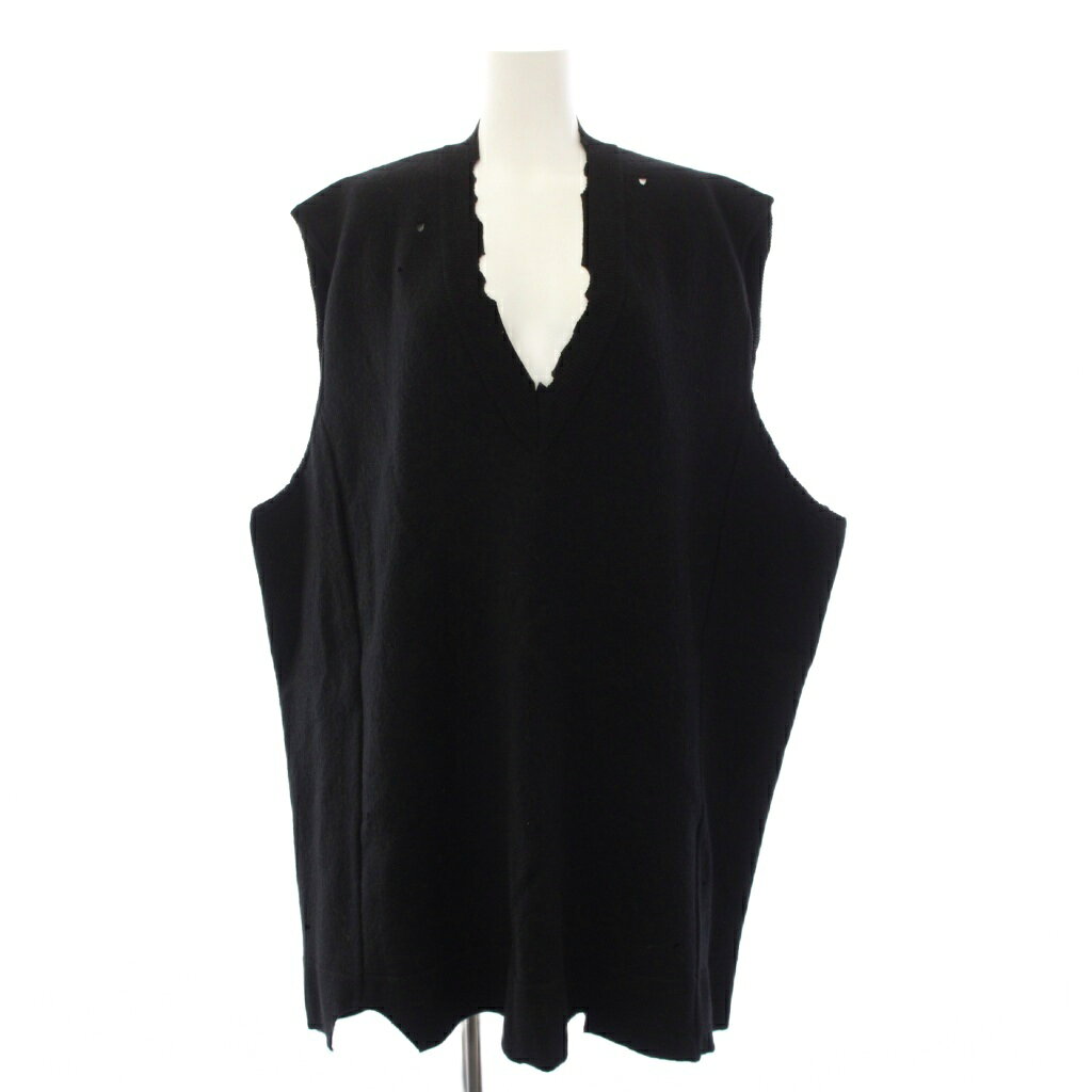 【中古】エムエムシックス メゾンマルジェラ MM6 Maison Margiela マルタンマルジェラ 23AW ミディドレス1 Midi Dress1 ダメージ加工ニットベスト プルオーバー XXS 黒 ブラック S52DD0014 /Y...