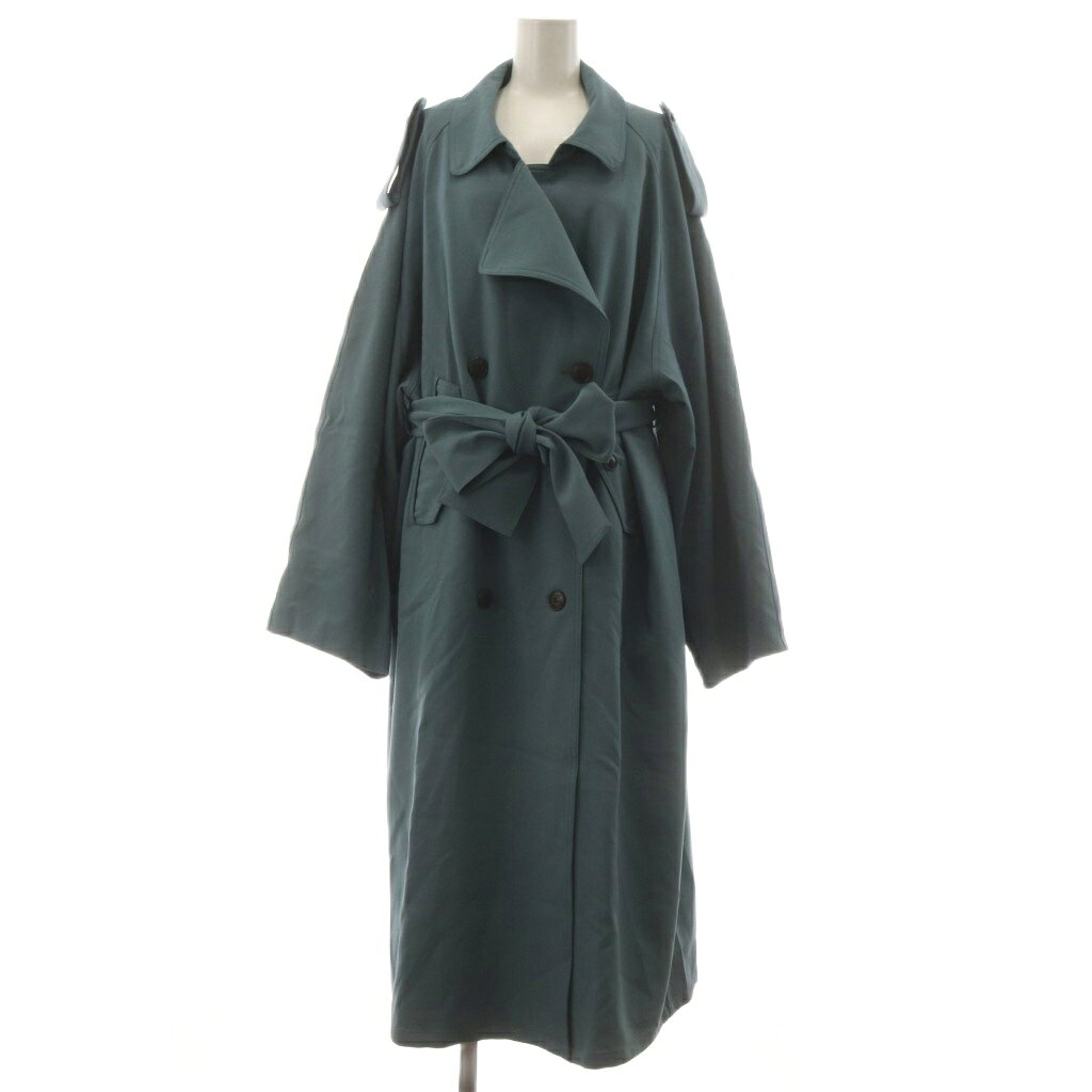 【中古】エシオ ESIO Moist over trench coat モイストオーバートレンチコート F 緑 グリーン ダブルブレスト ES22-3108 /RR レディース 【ベクトル 古着】 260408表記サイズF実寸サイズ身幅：5...