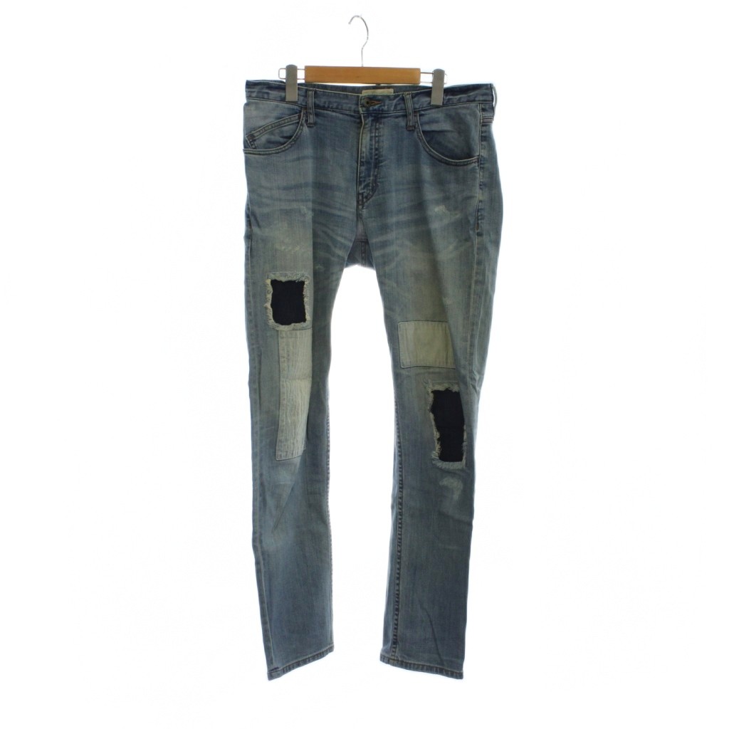 【中古】ROIAL ロイアル デニム ジーンズ 32 ライトブルー パッチワーク ダメージ加工 /JP メンズ 【ベクトル 古着】 260416表記サイズ32実寸サイズウエスト：85cm　もも幅：32cm　裾幅：17cm　股上：29cm　股...