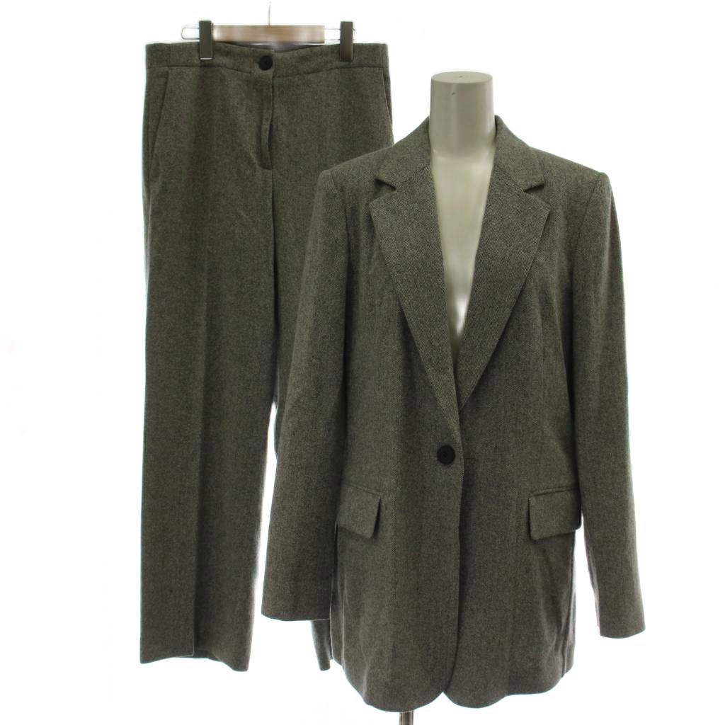 【中古】マッシモドゥッティ Massimo Dutti スーツ テーラードジャケット 上着 パンツ スラックス EUR38 グレー 長袖 長ズボン /GG レディース 【ベクトル 古着】 260420表記サイズEUR38実寸サイズジャケット...