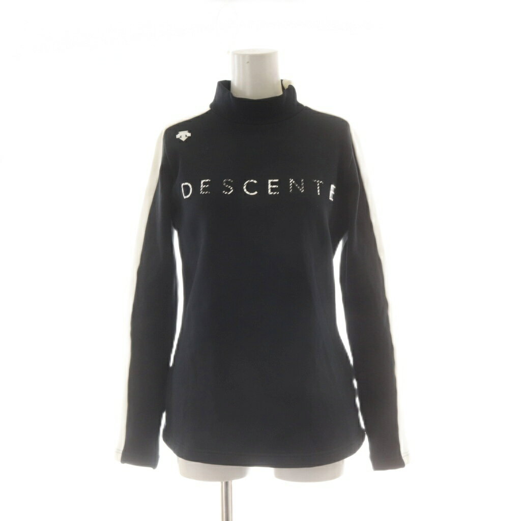 【中古】デサント DESCENTE GOLF ゴルフ カットソー M 黒 ブラック 裏起毛 長袖 ハイネック ロゴ刺繍 /AU レディース 【ベクトル 古着】 260427ブランドデサント DESCENTE表記サイズM実寸サイズ肩幅：約35...