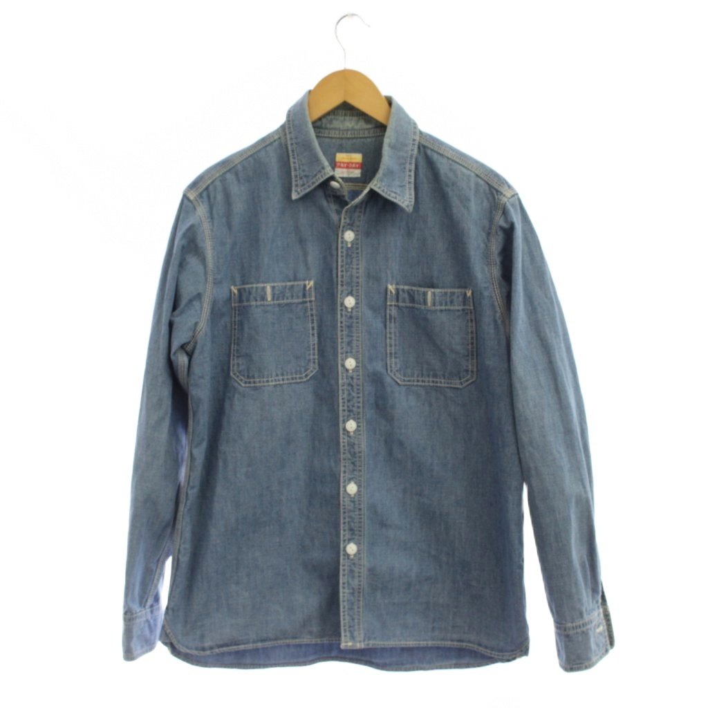【中古】PAY DAY UNION MADE ペイデイ ユニオンメイド シャツ S 青 長袖 レギュラーカラー パッチポケット /JP メンズ 【ベクトル 古着】 260506表記サイズS実寸サイズ肩幅：46.5cm　身幅：55cm　着丈：...