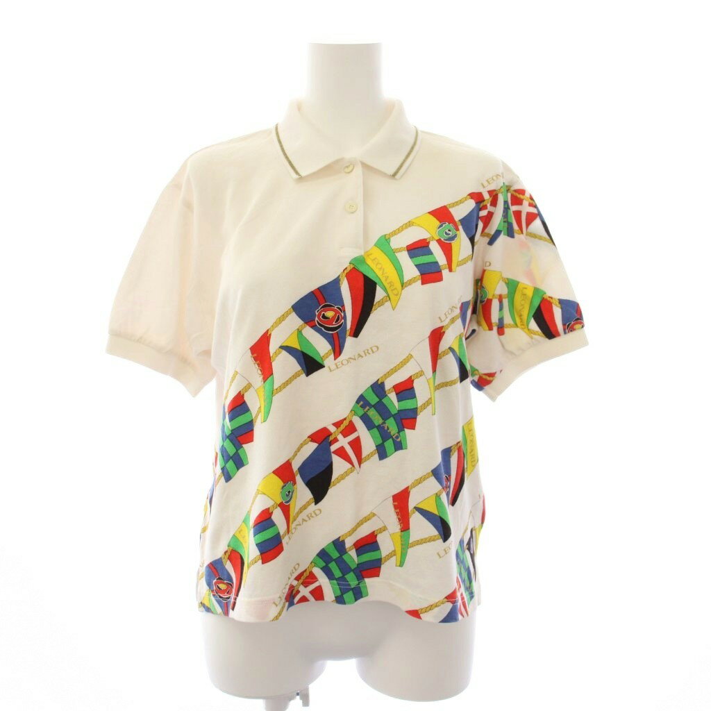 【中古】レオナールスポーツ LEONARD SPORT ポロシャツ 半袖 M マルチカラー 赤 レッド 黄 イエロー 緑 グリーン 白 ホワイト /AN58 レディース 【ベクトル 古着】 260506ブランドレオナールスポーツ LEONA...