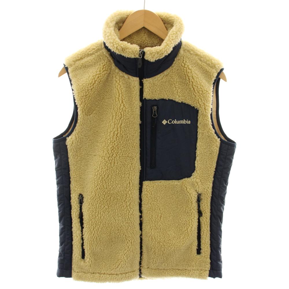 【中古】コロンビア Columbia アーチャーリッジベスト ARCHER RIDGE VEST フリースベスト 前開き アウター L ベージュ 紺 ネイビー 218 PM1424 /YT メンズ 【ベクトル 古着】 260512ブランドコ...