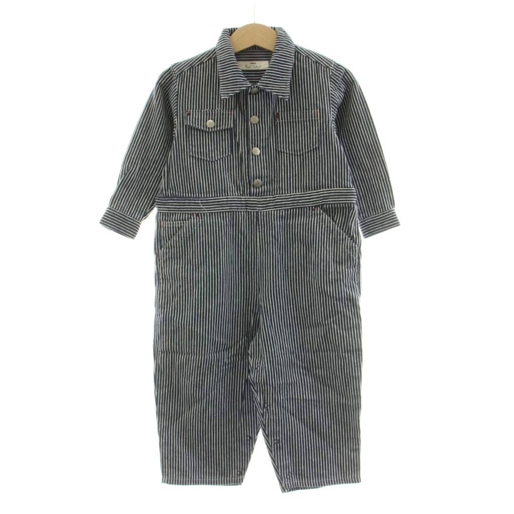 【中古】ボーイズカールヘルム BOY's Karl Helmut オールインワン ジャンプスーツ 長袖 ストライプ柄 くま柄 刺繍 M 男の子 紺 ネイビー 白 ホワイト P050FFP10D /KU キッズ 【ベクトル 古着】 26051...