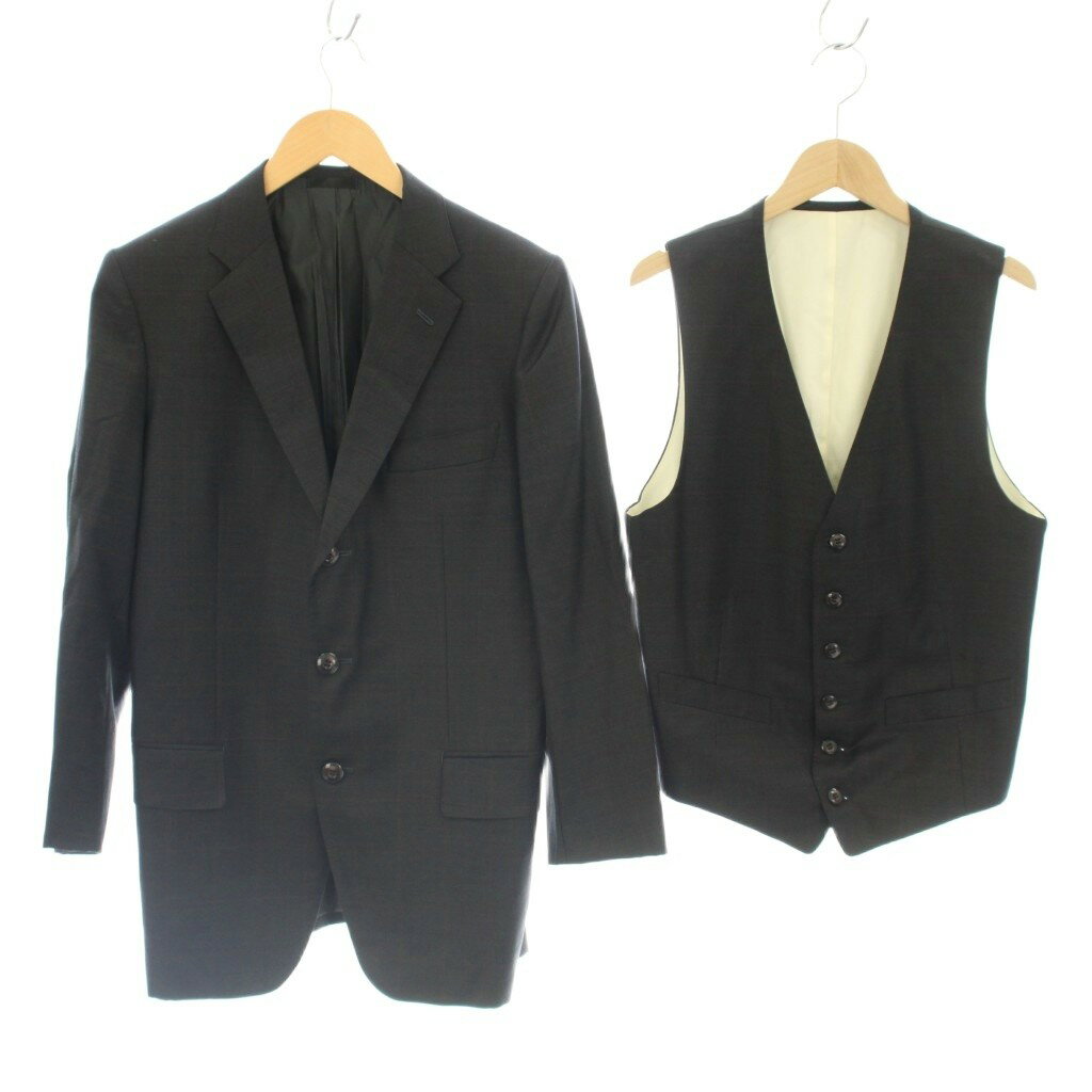 【中古】エルメネジルドゼニア Ermenegildo Zegna アンサンブル ジャケット ベスト 上着 黒 ブラック ノッチドラペル 長袖 Vネック ノースリーブ /LP メンズ 【ベクトル 古着】 260518ブランドエルメネジルドゼニ...
