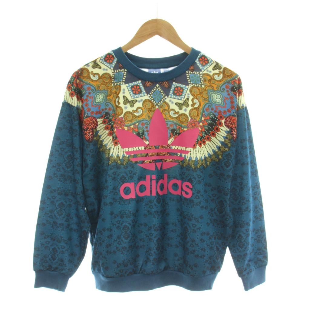 【中古】アディダス adidas トレーナー S 青 ブルー 総柄 クルーネック 長袖 /DU レディース 【ベクトル 古着】 260525ブランドアディダス adidas表記サイズS実寸サイズ肩幅：56cm　身幅：52cm　着丈：58cm...