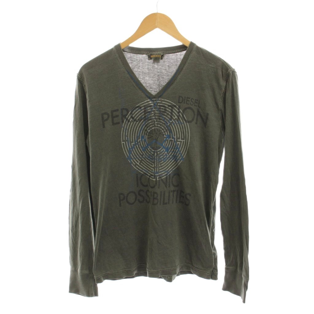 【中古】ディーゼル DIESEL Tシャツ カットソー ロンT S グレー 長袖 Vネック グラフィックプリント /YM メンズ 【ベクトル 古着】 260522ブランドディーゼル DIESEL表記サイズS実寸サイズ肩幅：44cm　身幅：5...