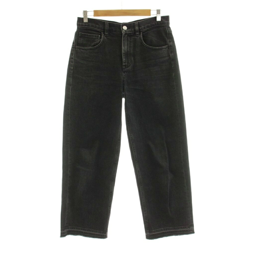 【中古】セオリー Theory 23AW New ST Denim BK Relax ST Jean FH デニムパンツ ジーンズ ストレート ジップフライ カットオフ 26 黒 ブラック 01-3306406 /KU レディース 【ベクト...