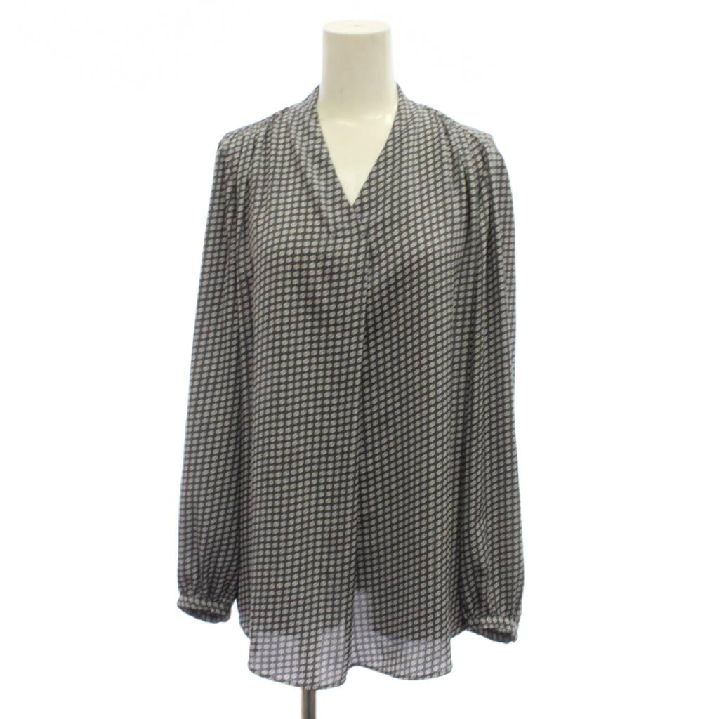 【中古】ユナイテッドアローズ UNITED ARROWS バックサテン Vネック ブラウス シャツ グレー 総柄 長袖 /JP レディース 【ベクトル 古着】 260611ブランドユナイテッドアローズ UNITED ARROWS実寸サイズ肩...