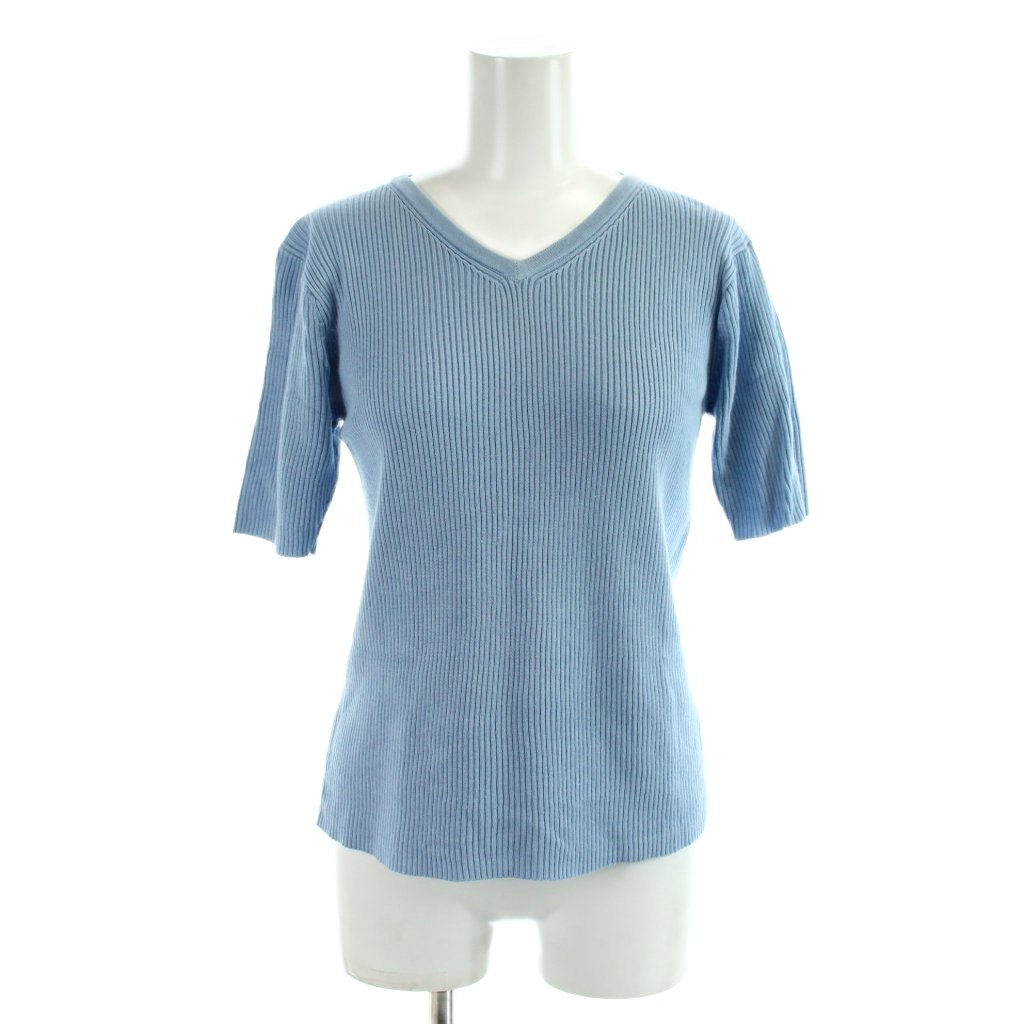【中古】ビーシービージーマックスアズリア BCBGMAXAZRIA ニット セーター L 青 ブルー Vネック リブ編み 半袖 /AP4 ■MA レディース 【ベクトル 古着】 260618ブランドビーシービージーマックスアズリア BCBG...