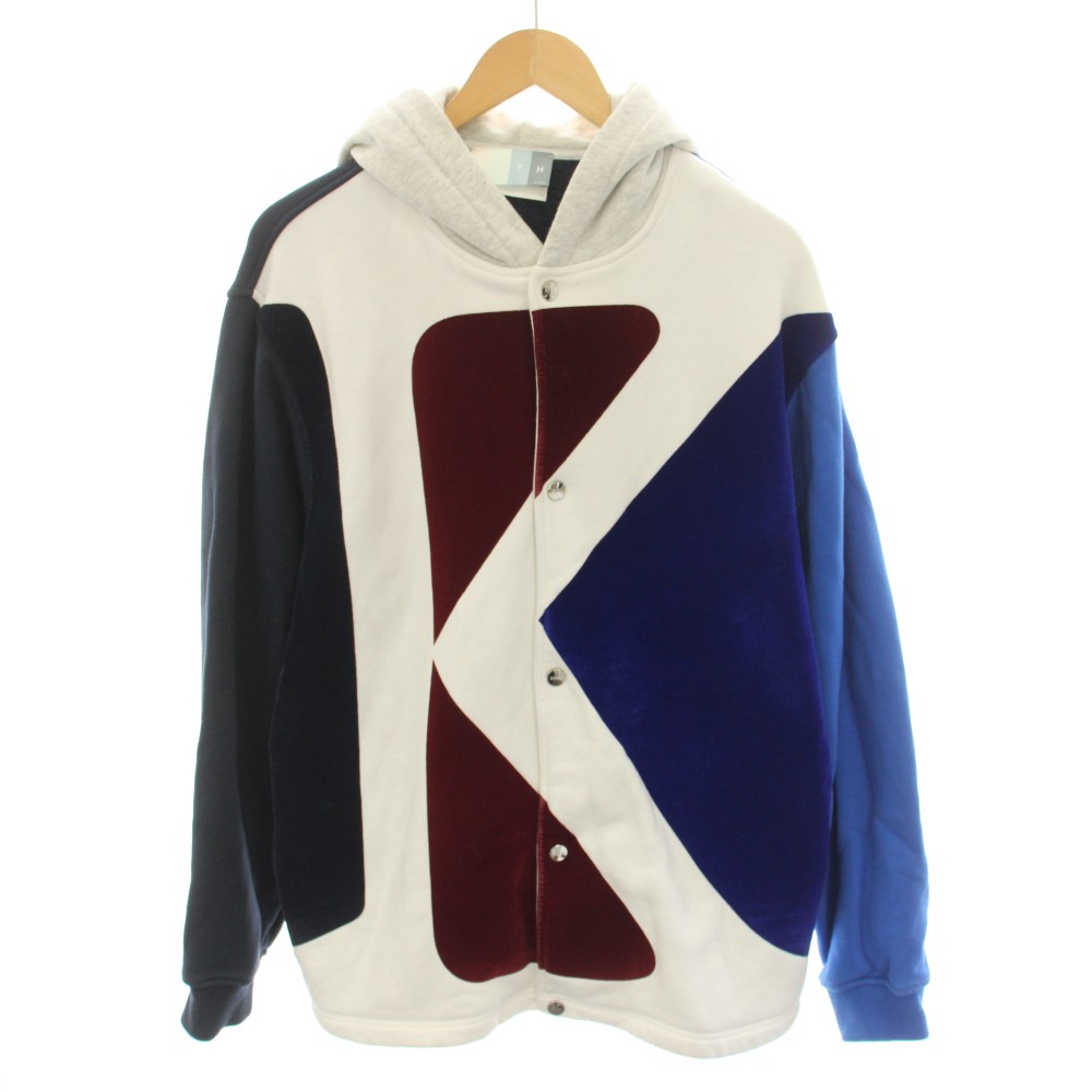 【中古】キスニューヨークシティ KITH NYC イニシャルKフーデッドコーチジャケット Initial K Hooded Coaches Jacket アウター フード 裏起毛 M 青 ブルー 白 ホワイト 23-011-060-0008...